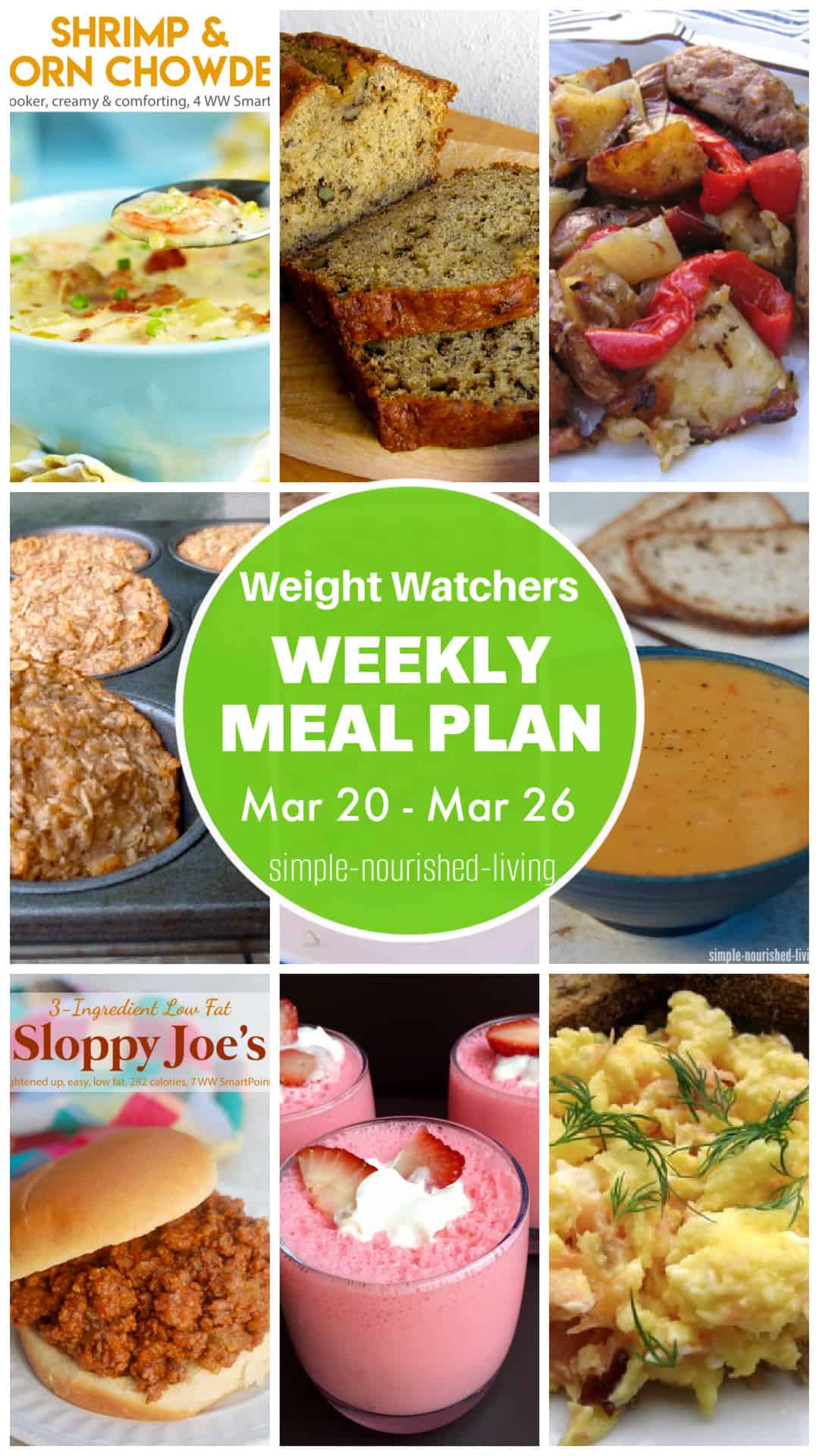 WW Weekly Meal Plan March 20 - 26 | Simple Nourished Living