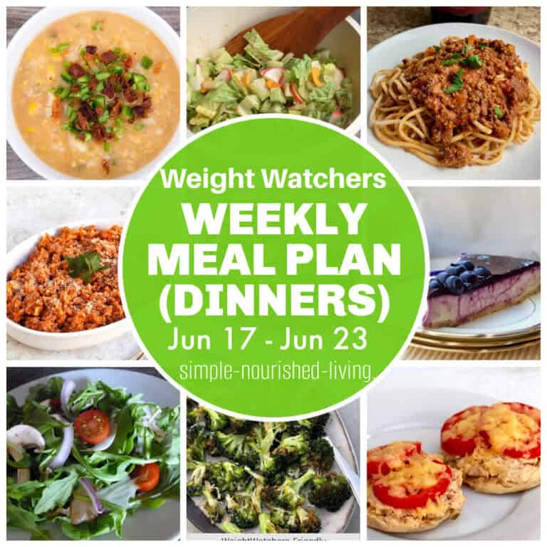 Weight Watchers Weekly Meal Plans / Menus w/ Points