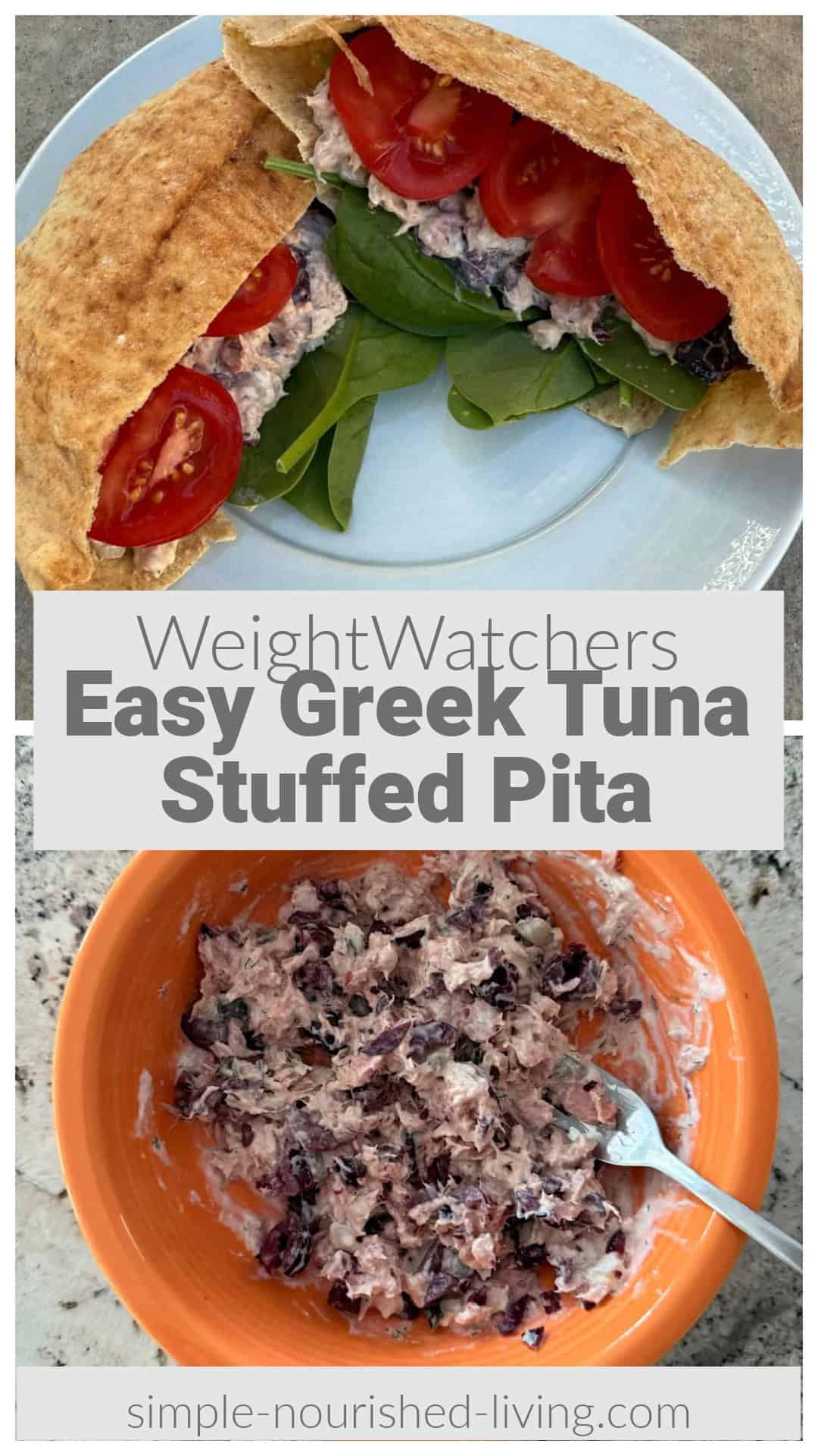 Easy Greek Tuna Salad Stuffed Pita (WW Friendly) • Simple Nourished Living